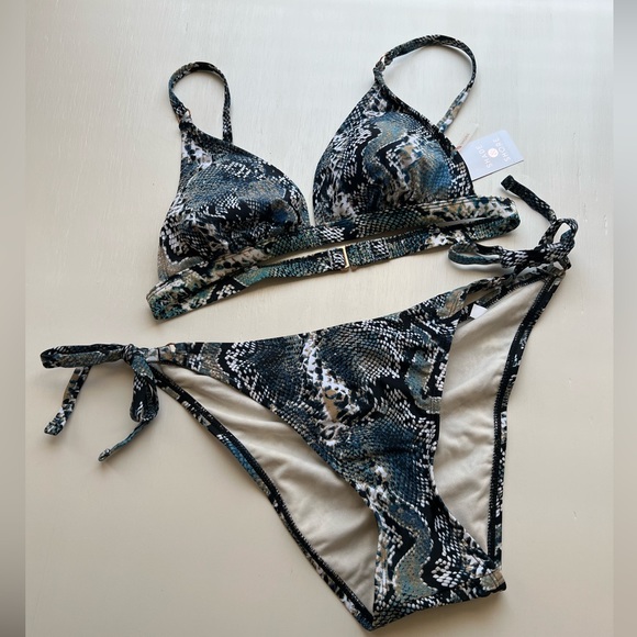 Shade & Shore | Swim | Shade Shore Blue Black Gold Python Bikini Nwt | Poshmark
